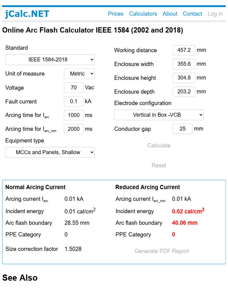 Online Arc Flash Calculator IEEE 1584 (2002 and 2018) | PDF | Electric ...