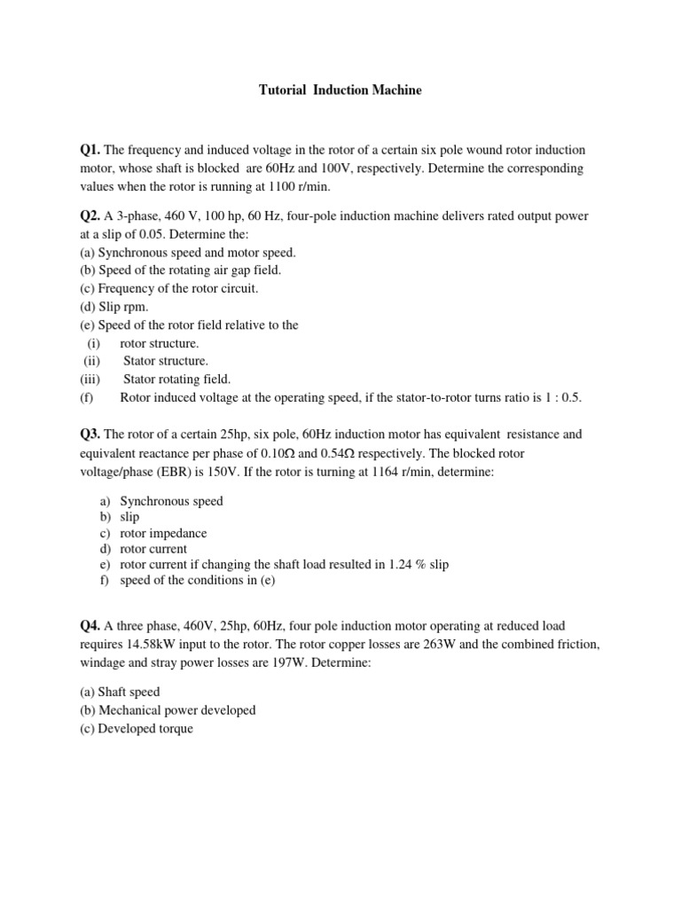 Tutorial Induction Machine1 | PDF | Electric Motor | Electrical Equipment