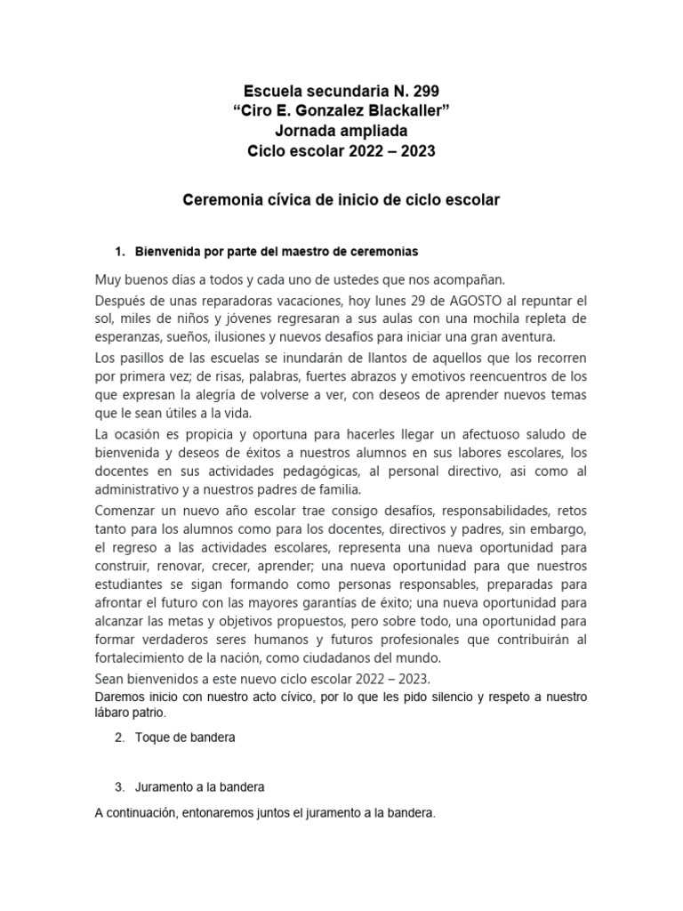 Inicio de Ciclo Escolar 2022-2023 | PDF | Viajes y turismo