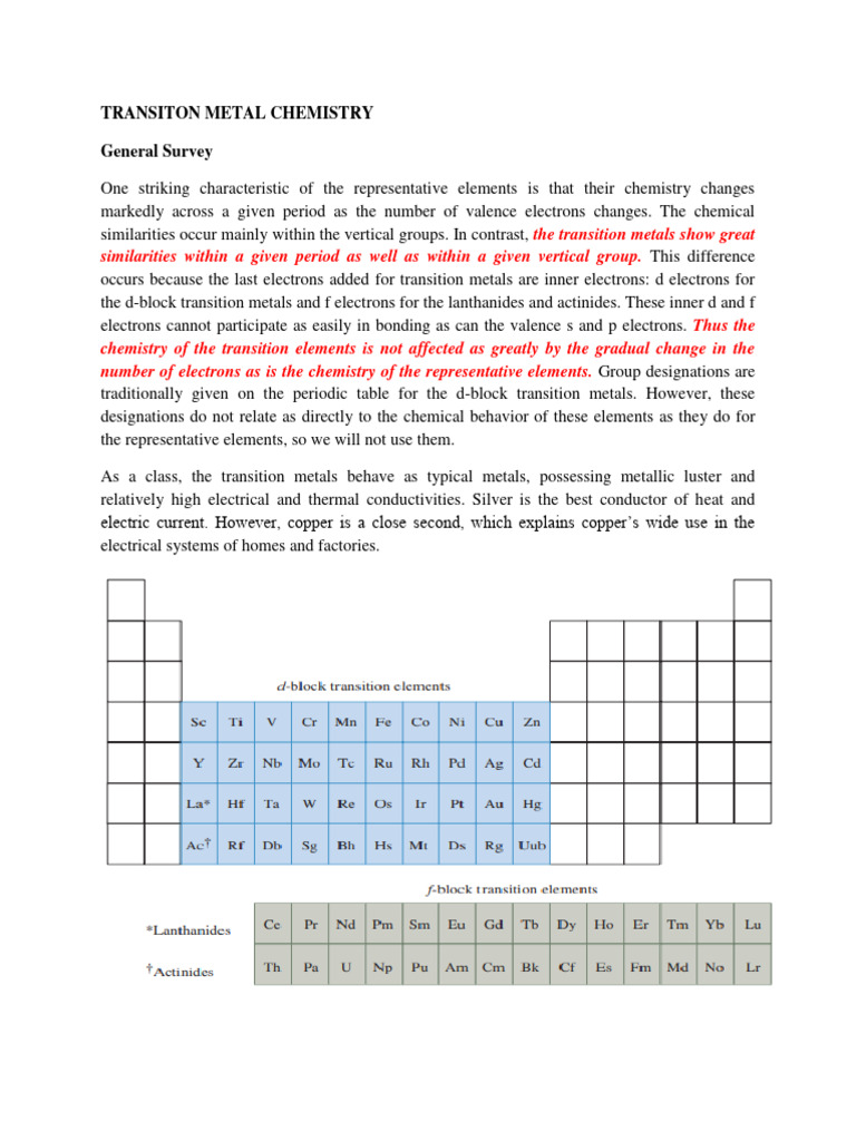 Che 410 ................... Transition Metal Chemistry | PDF ...