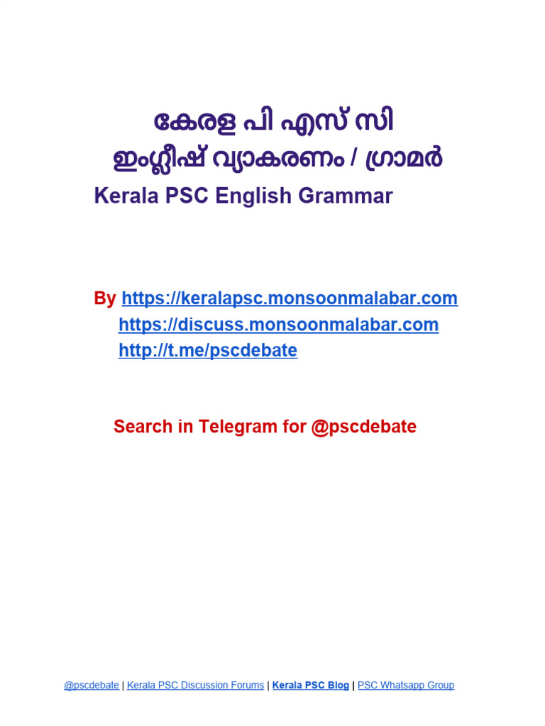 Kerala PSC English Grammar in Malayalam | PDF