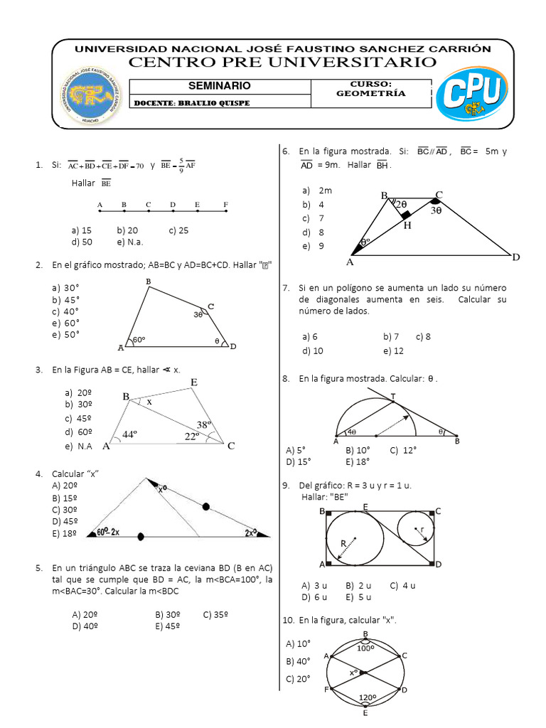 Repaso Final Cpu Geometria | Descargar gratis PDF | Geometría del plano euclidiano | Geometría ...