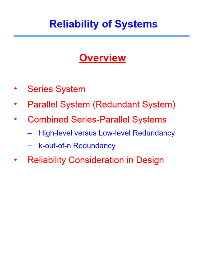 Lecture 3 - Relaiblity of Systems | PDF | Reliability Engineering | System