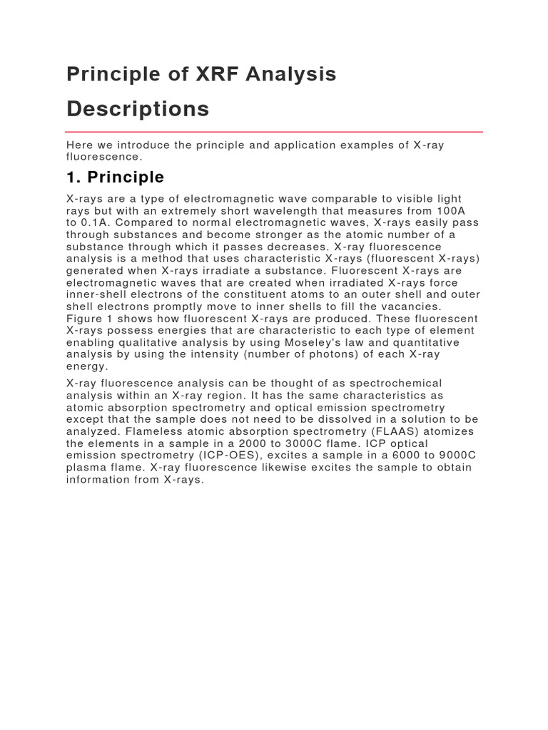 Principle Of Xrf Analysis Pdf Spectroscopy Energy Dispersive X