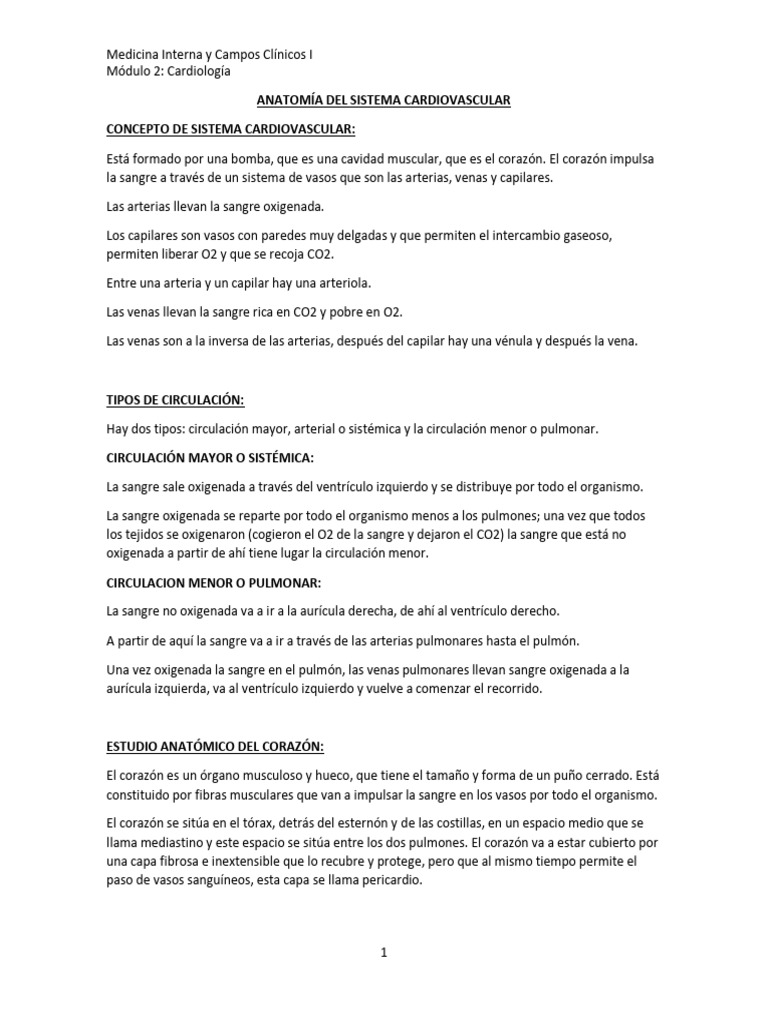 Módulo 2-Clínica I 0 Anato y Fisio | PDF | Corazón | Sistema circulatorio