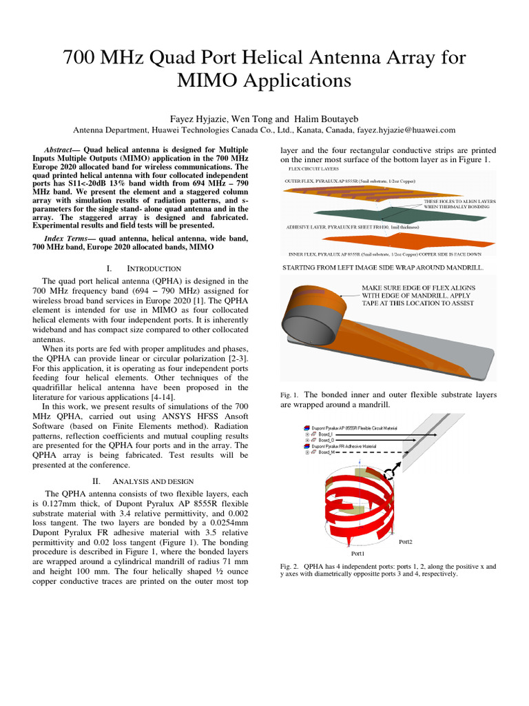 700 MHZ Quad Port Helical Antenna Array For MIMO Applications | PDF ...