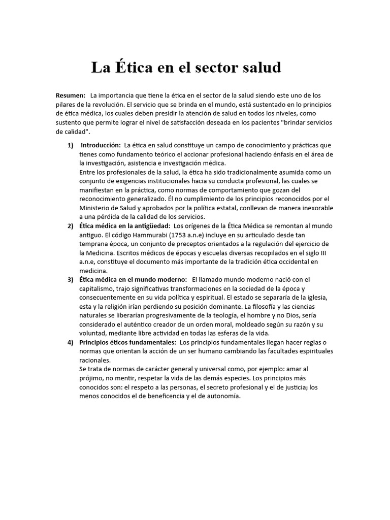 Ética en el Sector Salud: Fundamentos y Principios | PDF | Cuba | Medicina