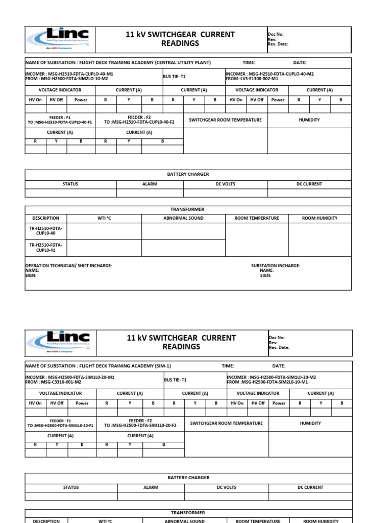 11kV SWGR Current Readings | PDF | Electrical Substation | Voltage