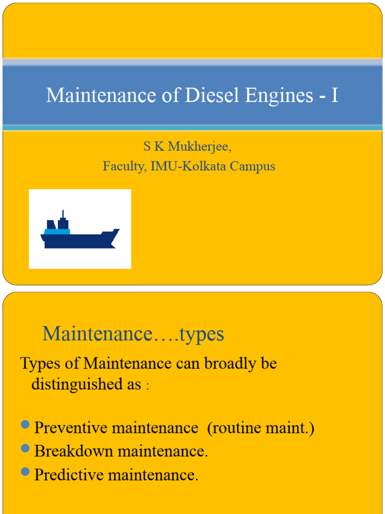 Diesel Engine Maintenance Types | PDF | Piston | Mechanical Engineering