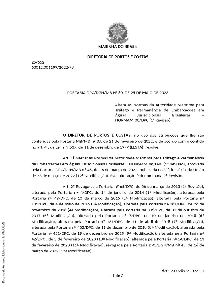 Port 80 2023 DPC DGN MB NORMAM 08 REV2 | PDF