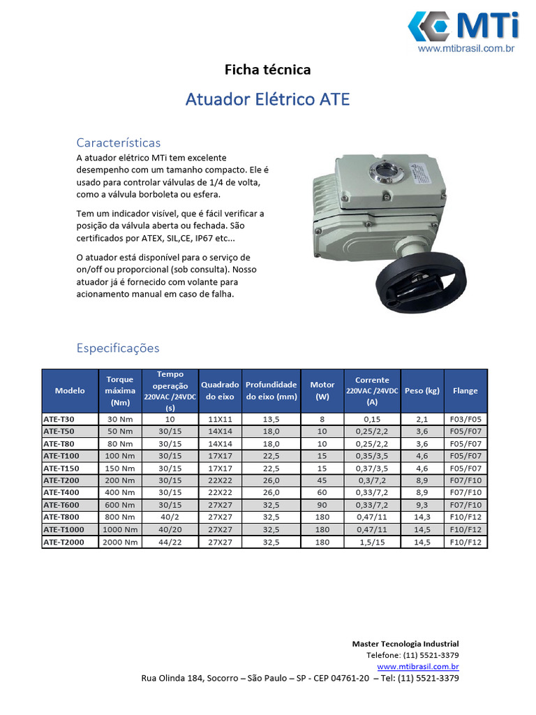 Atuador Eletrico ATE | PDF | Engenharia Mecânica