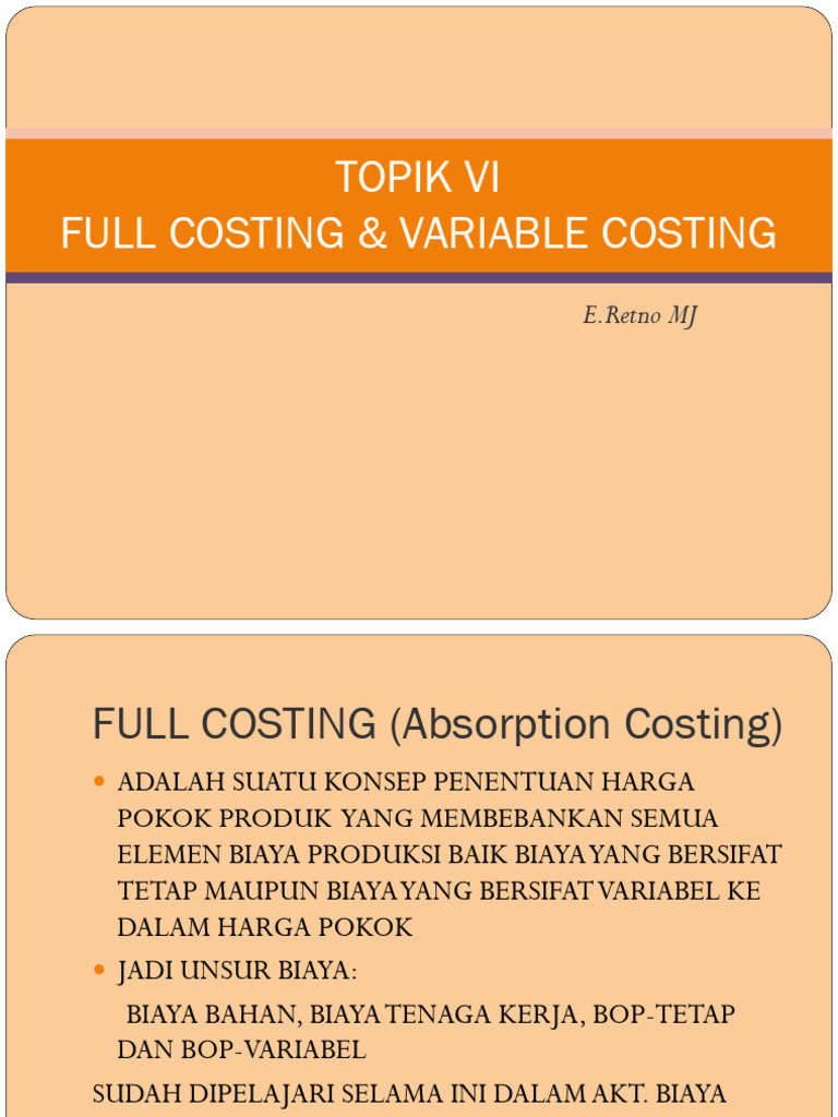 Topik 6-Full Costing Variable Costing | PDF