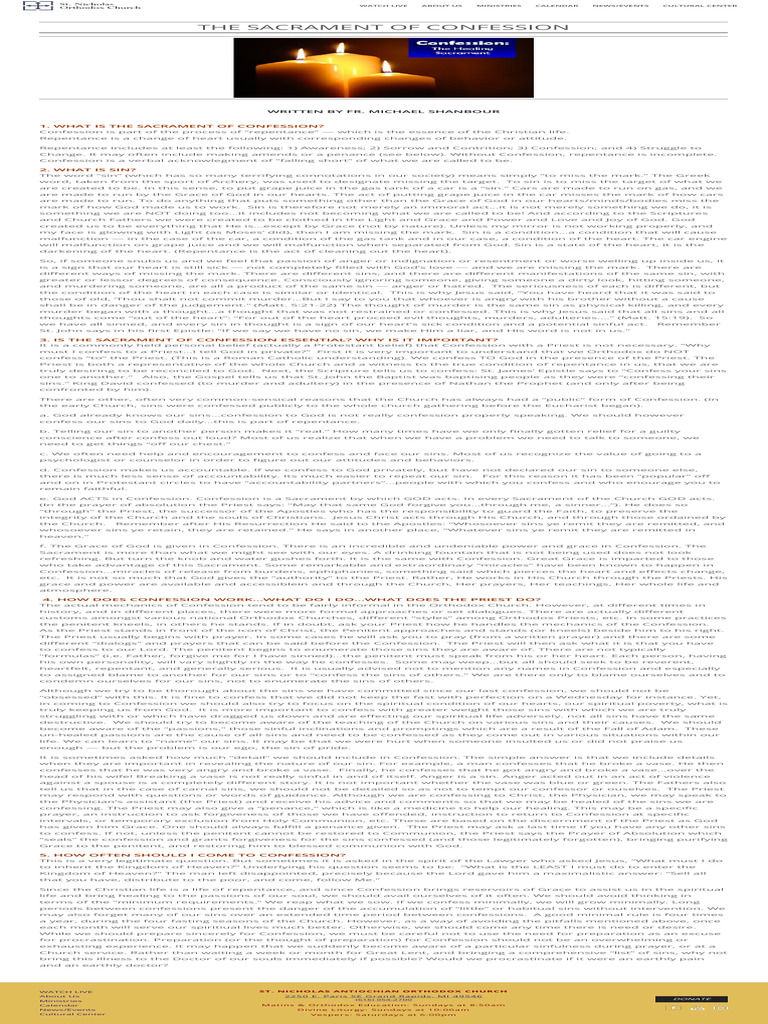 THE SACRAMENT OF CONFESSION - ST Nicholas Orthodox Church | PDF ...