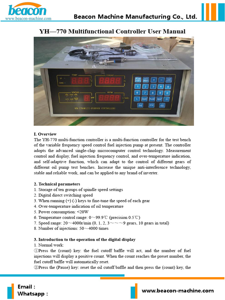 YH770 Control Box Manual | PDF | Manufactured Goods