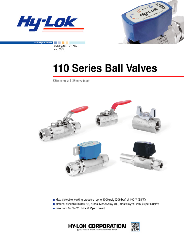 110 Series Ball Valves Overview | PDF | Valve | Pipe (Fluid Conveyance)