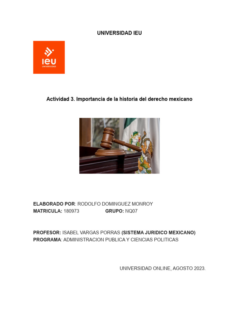 Actividad 3. Importancia Del Derecho | Descargar gratis PDF | México | Conocimiento