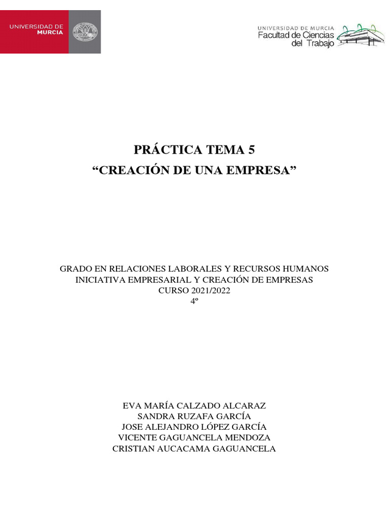 Práctica Tema 5 | PDF | Economias | Negocios económicos