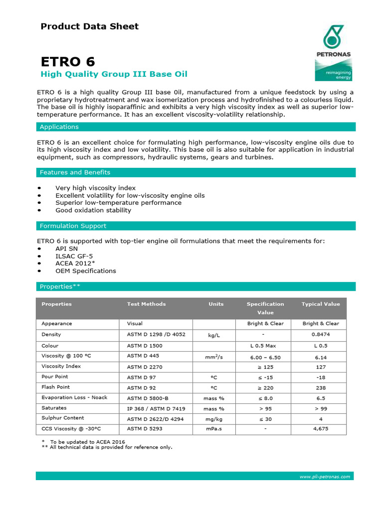 LTR Petronas ETRO 6 | PDF | Motor Oil | Gases