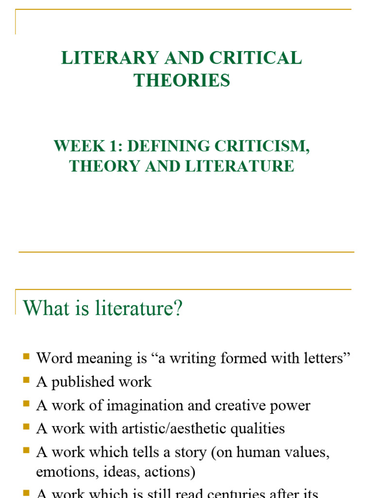 Defining Criticism, Theory and Literature | PDF | Literary Theory ...