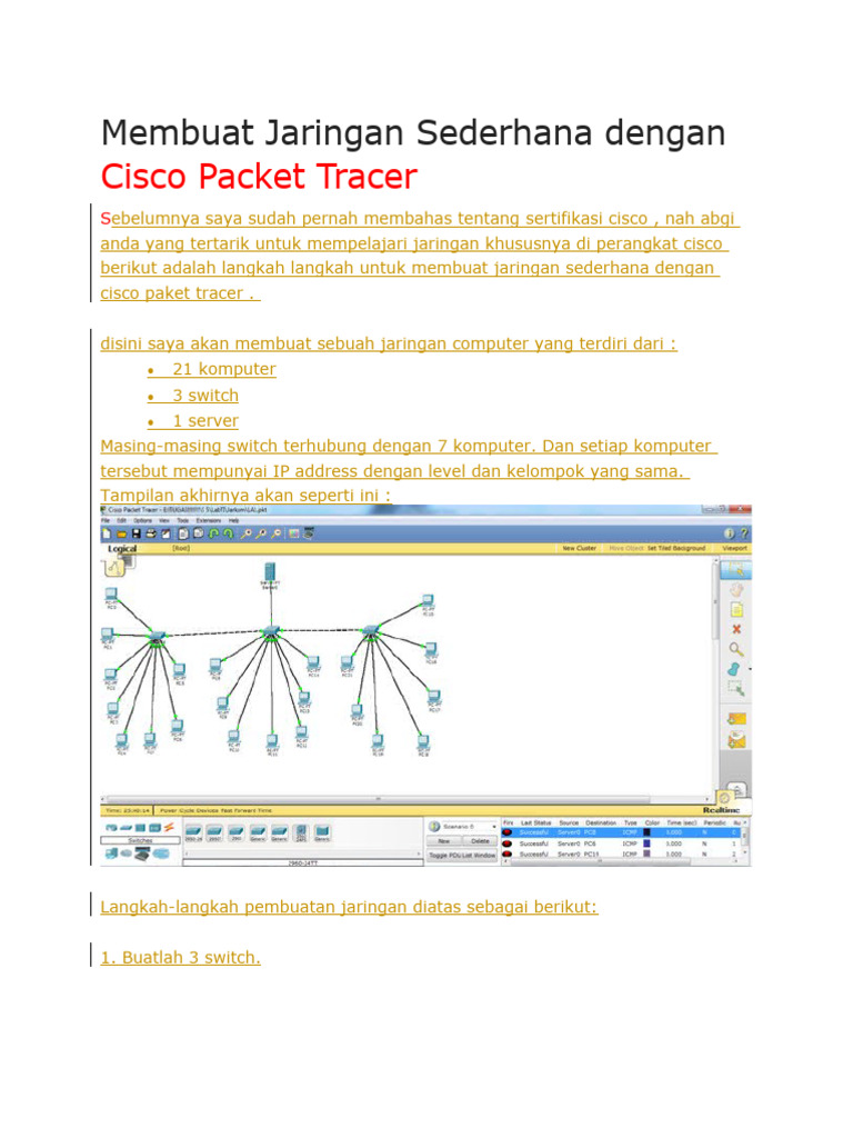 Membuat Jaringan Sederhana Dengan Cisco Packet Tracer | PDF | Komputer