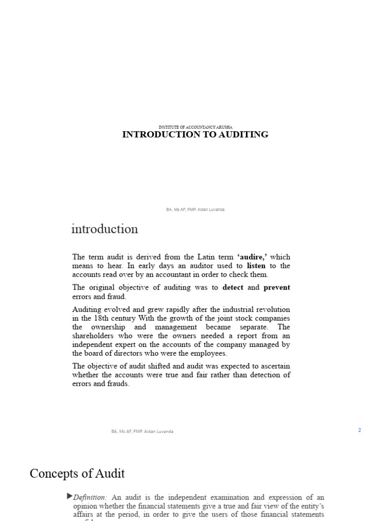 Lecture One | PDF | Financial Audit | Audit Lecture One | PDF | Financial Audit | Audit