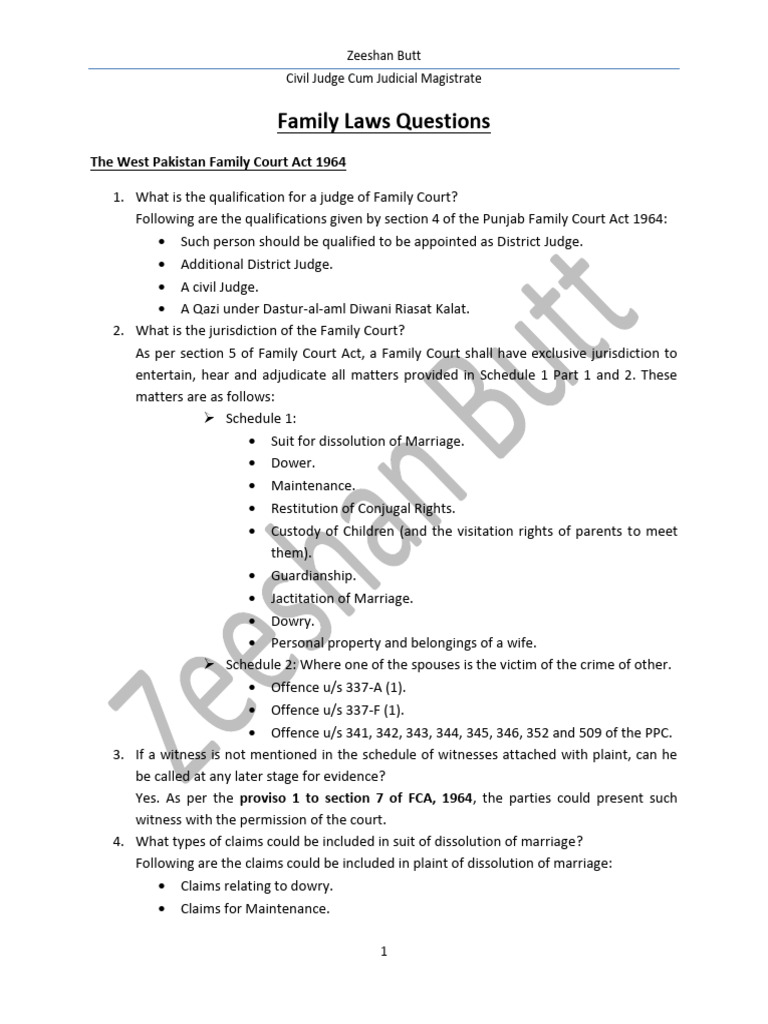 Family Court Act 1964: Key Provisions Explained | PDF | Legal Guardian ...