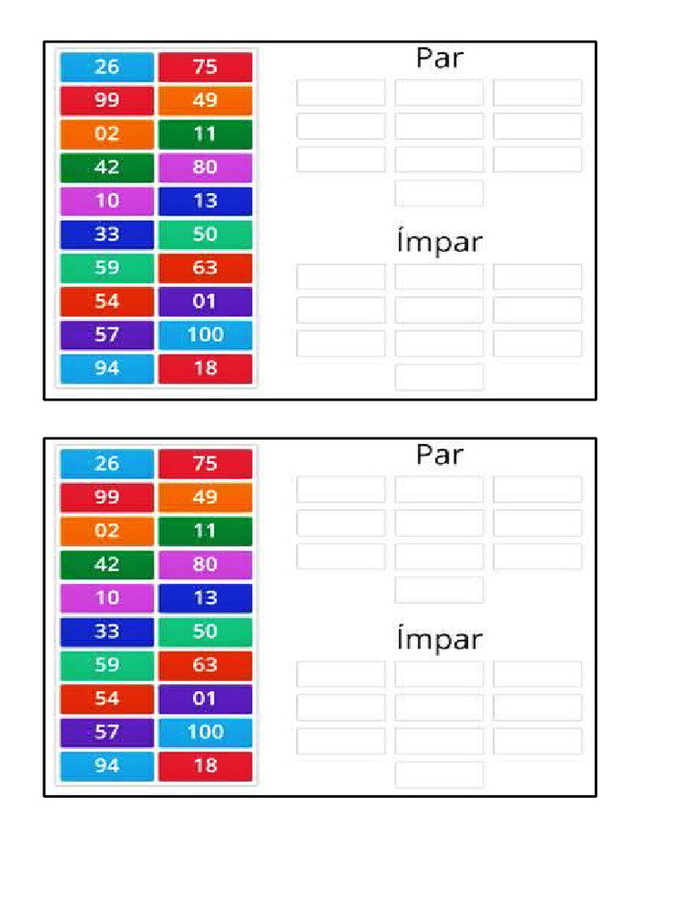 Numeros Pares E ímpares Pdf