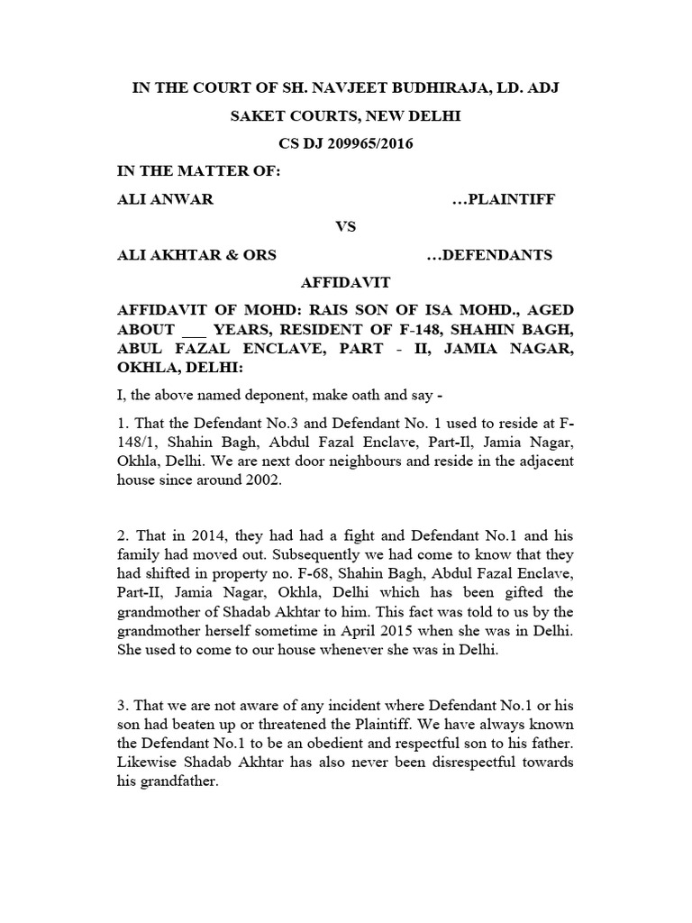 Evidence Affidavit - Ali Akhter | PDF | Affidavit | Judiciaries