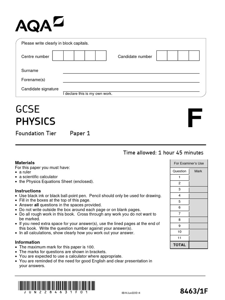 Aqa 84631F QP Jun22 | PDF | Radioactive Decay | Ionizing Radiation