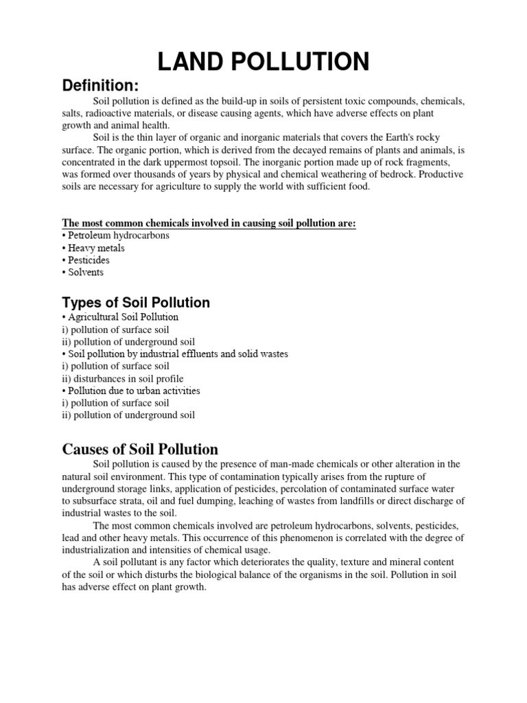 Land Pollution - Summary | PDF | Soil | Fertilizer