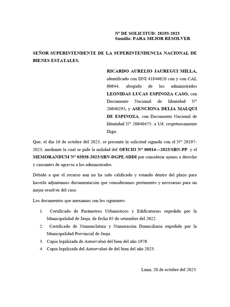 Escrito para Mejor Resolver | PDF