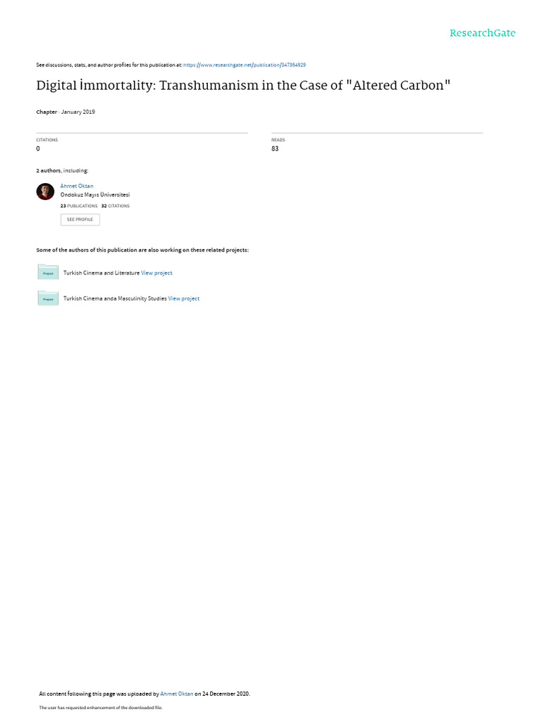 Digital İmmortality: Transhumanism in The Case of "Altered Carbon" | PDF | Transhumanism ...