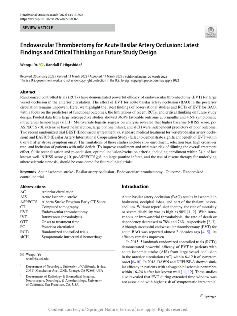 PC ASPECTS | PDF | Stroke | Interventional Radiology