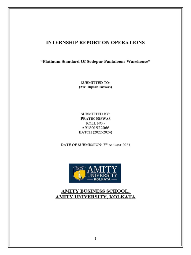 Prati KB Is Was Internship Report | PDF | Warehouse | Retail