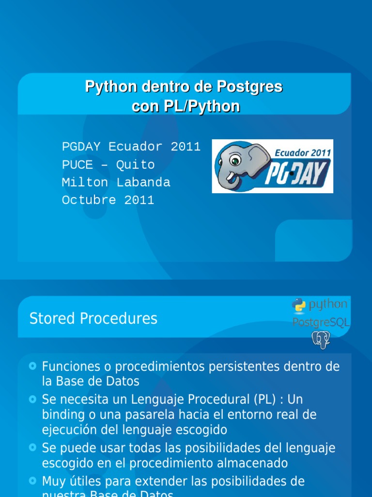 Python Dentro de Postgres Con PL/Python | PDF | Postgre Sql | Python (lenguaje de programación)