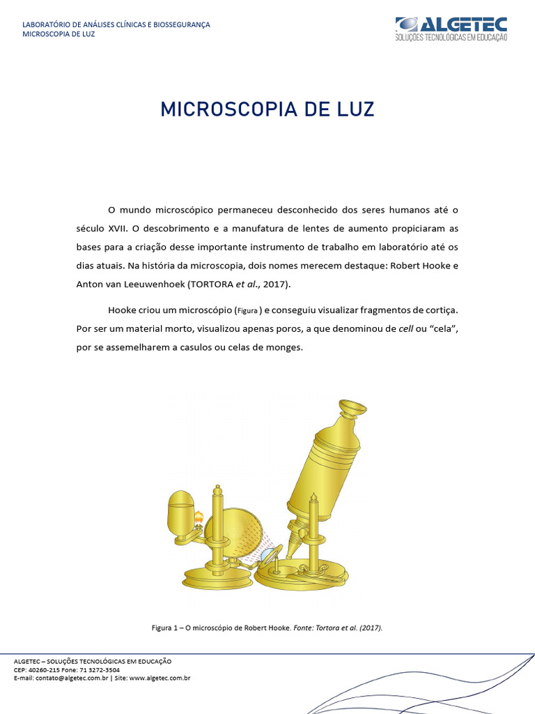 Microscopia de Luz: História e Funcionamento | PDF