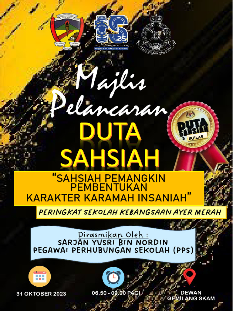 Pelancaran Duta Sahsiah Pemangkin Pembentukan Karakter Karamah Insaniah Skam 2023 | PDF