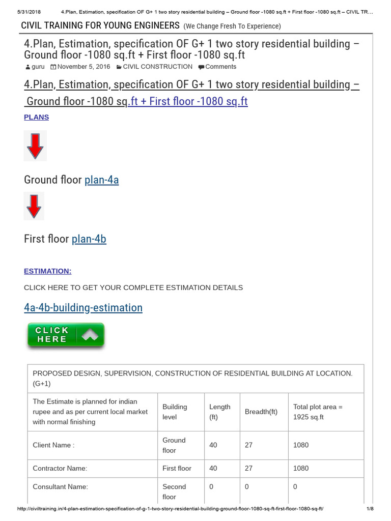 Toaz - Info 4plan Estimation Specification of G 1 Two Story Residential ...
