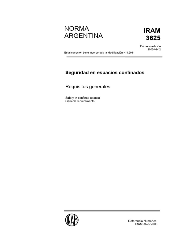 Norma Iram 3625 | Descargar gratis PDF | Ventilación (Arquitectura) | Oxígeno
