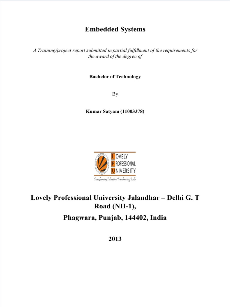 Embedded Systems Project Report | PDF | Microcontroller | Embedded System