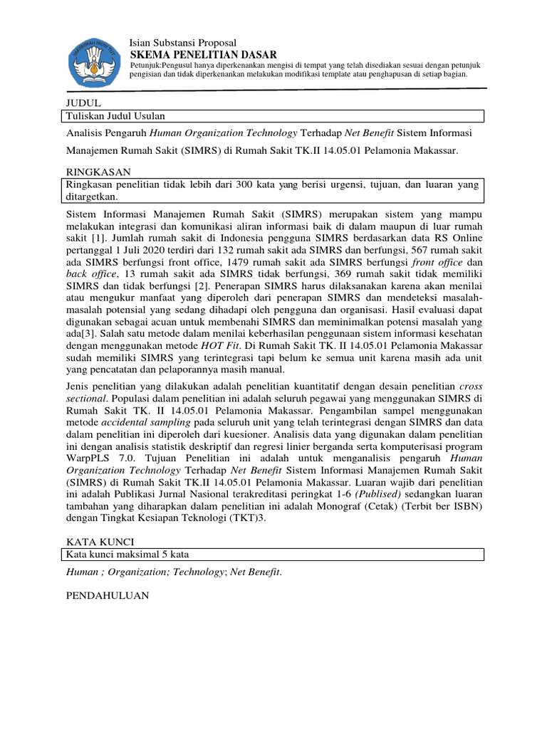 Isian Substansi Proposal Skema Dasar | PDF