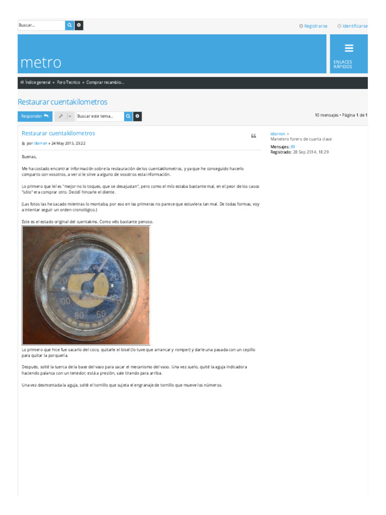 Restaurar Cuentakilometros | PDF | Engranaje | Bienes manufacturados Restaurar Cuentakilometros | PDF | Engranaje | Bienes manufacturados