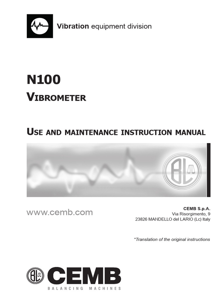Vibrometer N100 User Manual | PDF | Frequency | Harmonic