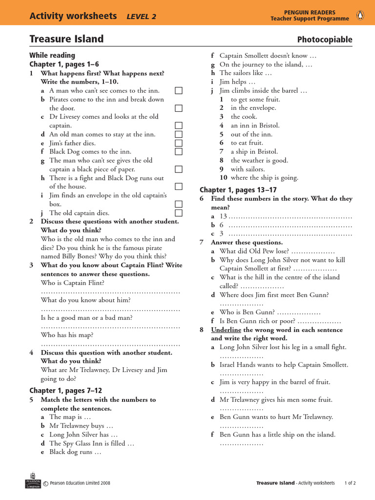 Treasure Island Activity Worksheets | PDF | Treasure Island