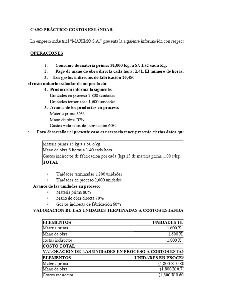 Caso Practico de Costos | PDF | Ingeniería | Economias