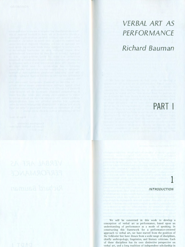 Verbal Art As Performance1 | PDF | Folklore | Communication