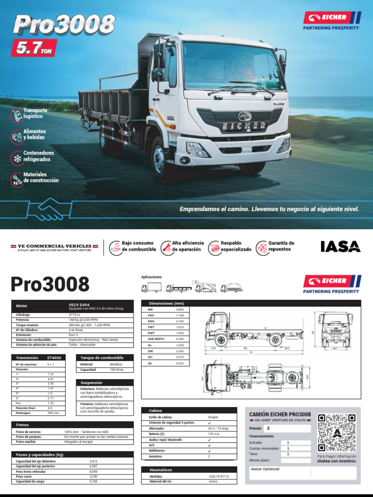 Especificaciones del Eicher Pro 3008 | PDF | Camión | Estilos de carrocería
