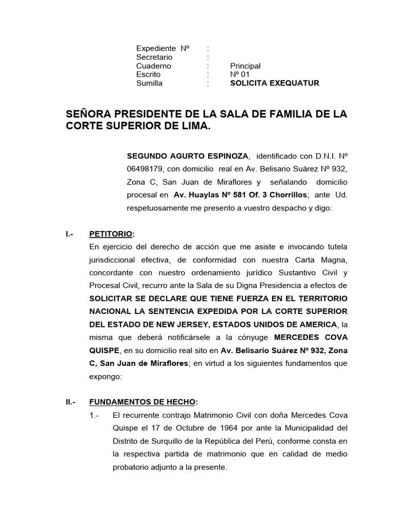 EXEQUATUR | PDF | Divorcio | Sentencia (ley) EXEQUATUR | PDF | Divorcio | Sentencia (ley)