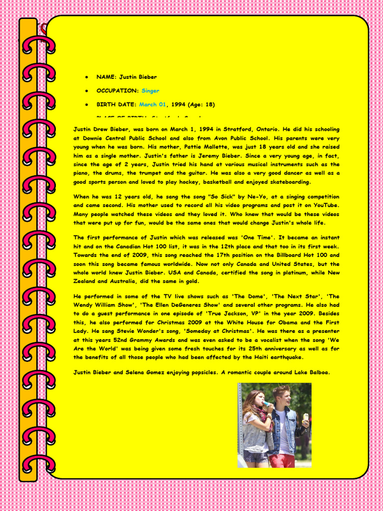 Justin Bieber: Early Life and Career | PDF