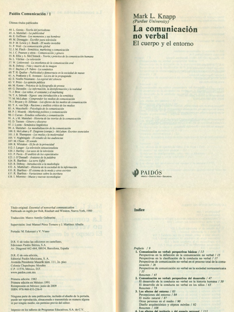Comunicación No Verbal - Mark Knapp | PDF